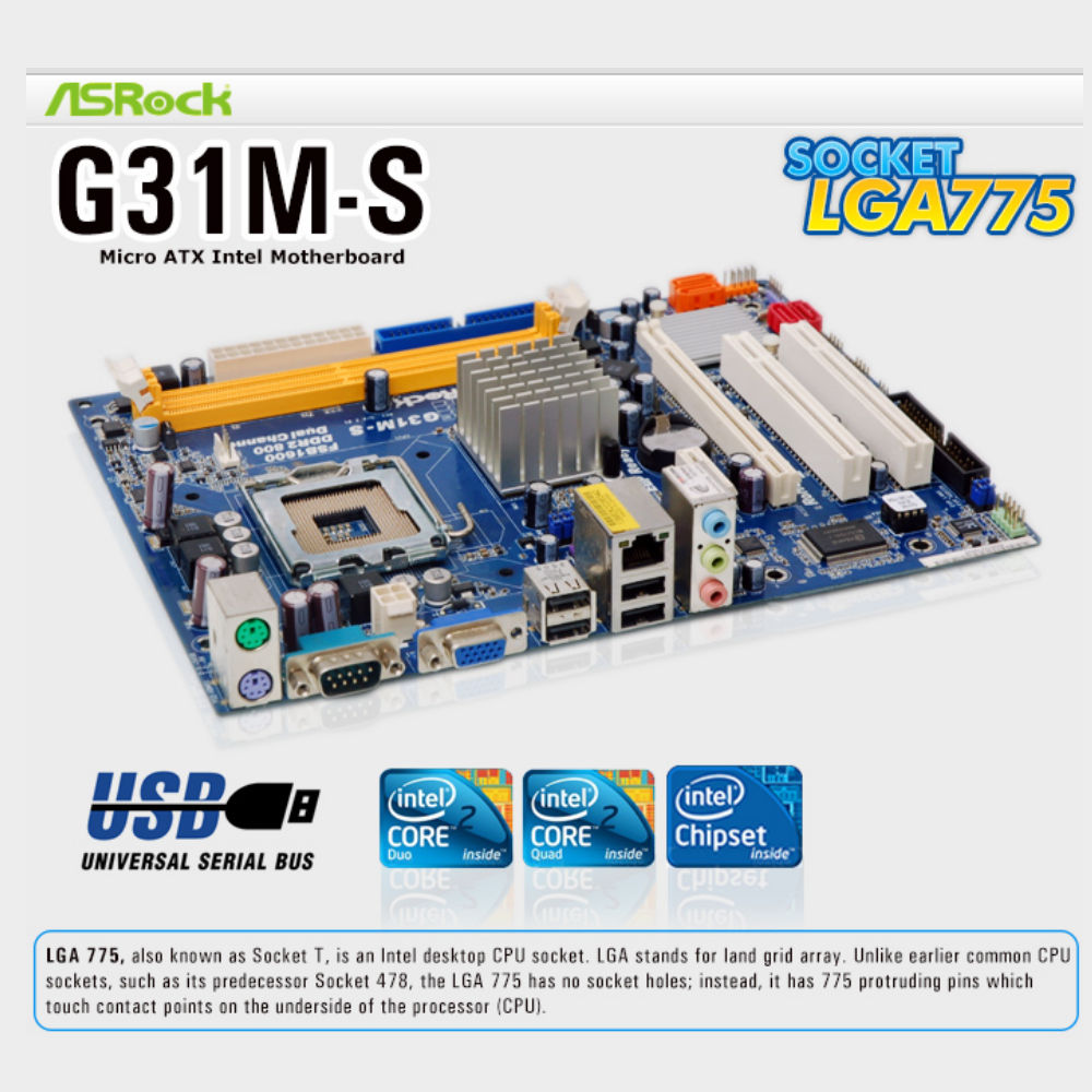 ASRock G31M-S – Motherboard – Micro ATX – LGA775 Socket – Nexiscom (PTY)Ltd